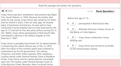 Crazy Horse Reading Comprehension - Online